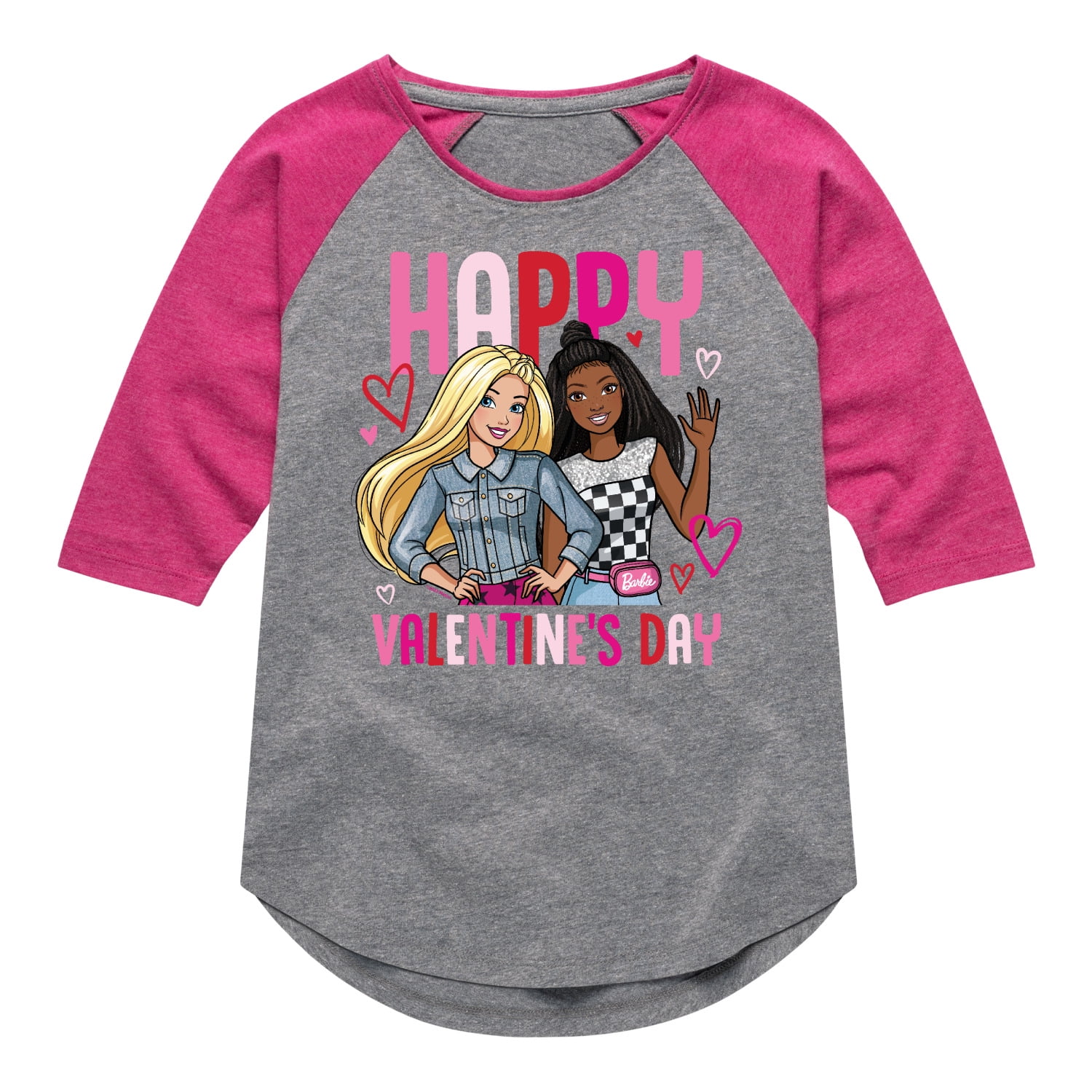Barbie - Happy Valentine's Day - Toddler And Youth Girls Raglan Graphic ...