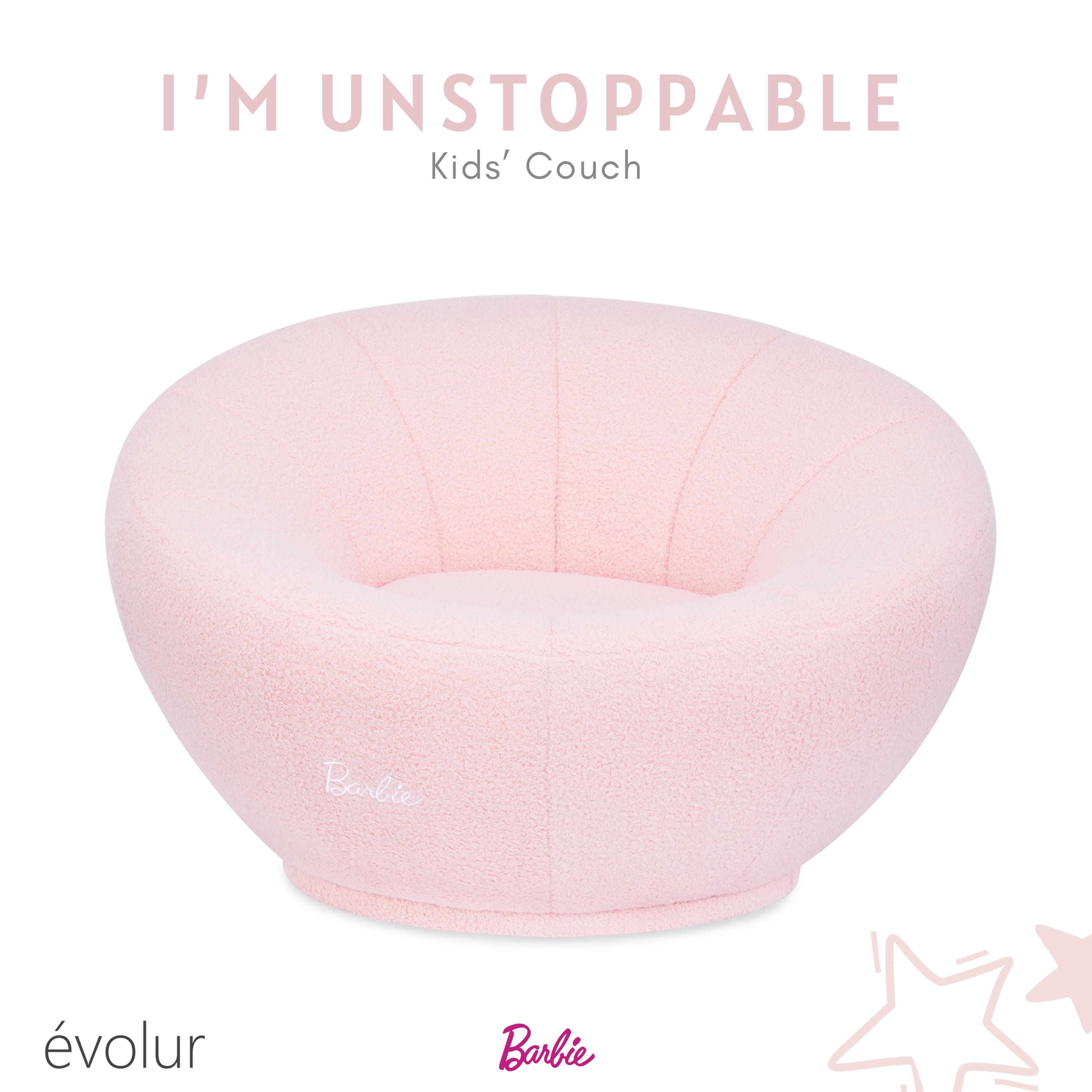 Barbie I'm Unstoppable Kid's Couch by Evolur In Pink - Walmart.com