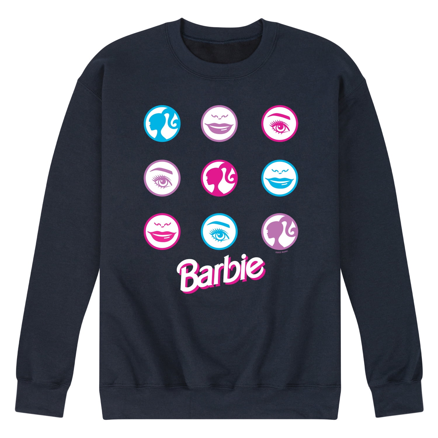 Barbie Iconic Features Of Barbie Mens Crew Neck Fleece Pullover