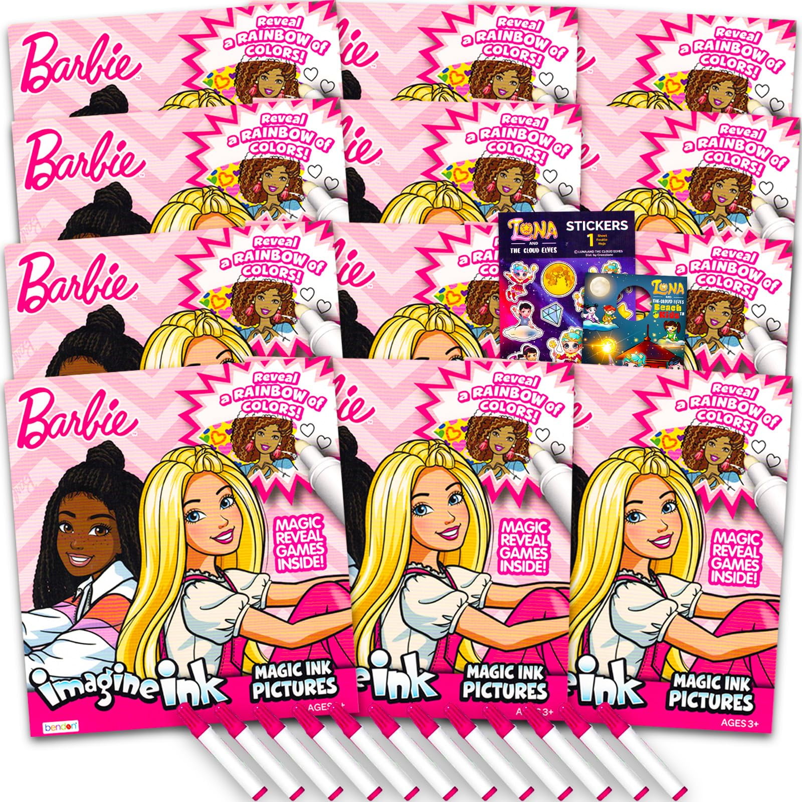 Barbie Imagine Ink Coloring KEF16 Book Set for Girls, Kids - 12 Pack ...