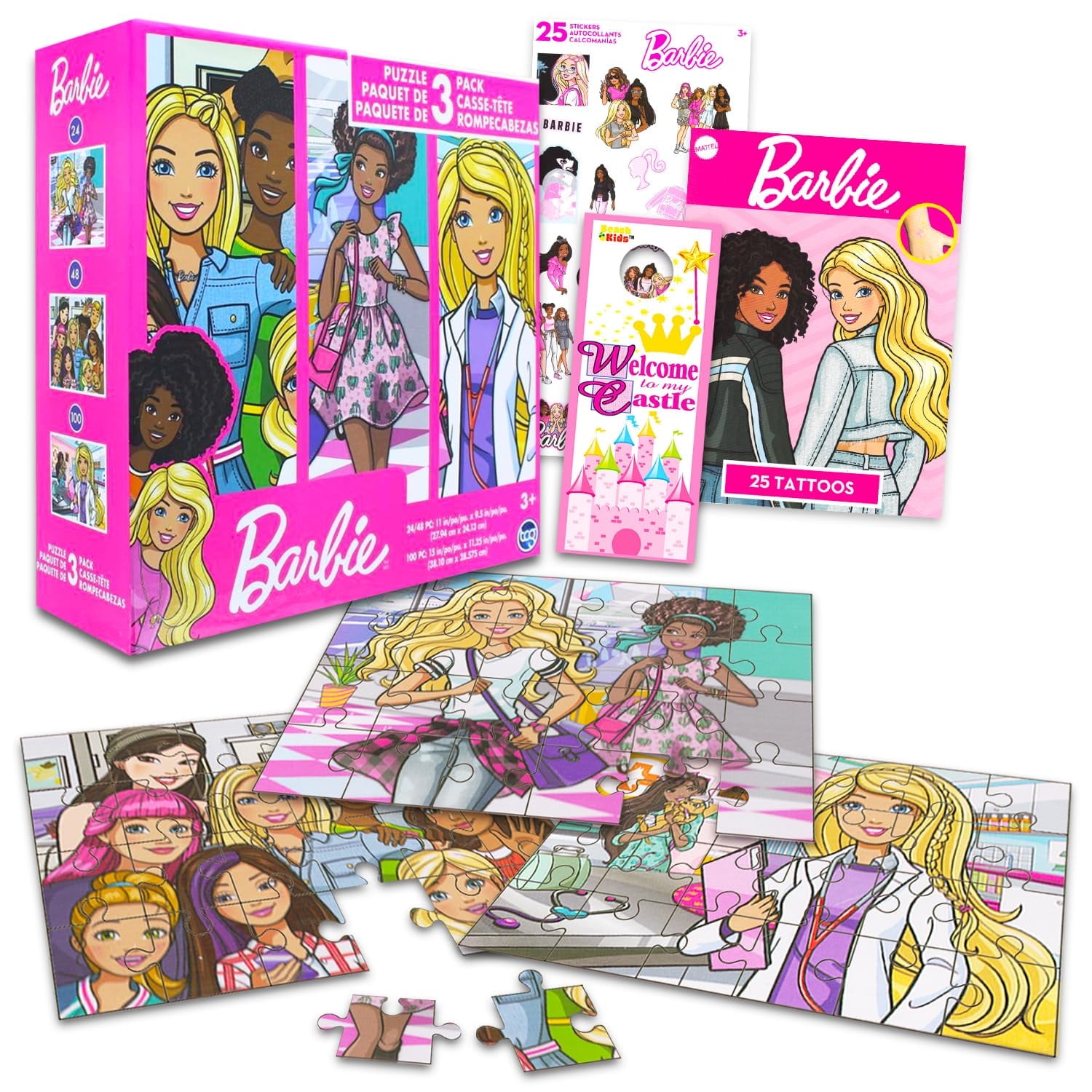 Barbie Jigsaw Puzzle Set for Kids, Girls - Bundle with 3 Barbie and ...
