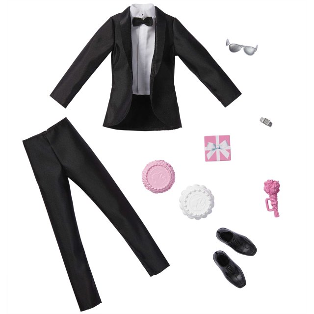 Barbie Ken Wedding Outfit Set with Tuxedo, Shoes & 7 Accessories, Doll ...