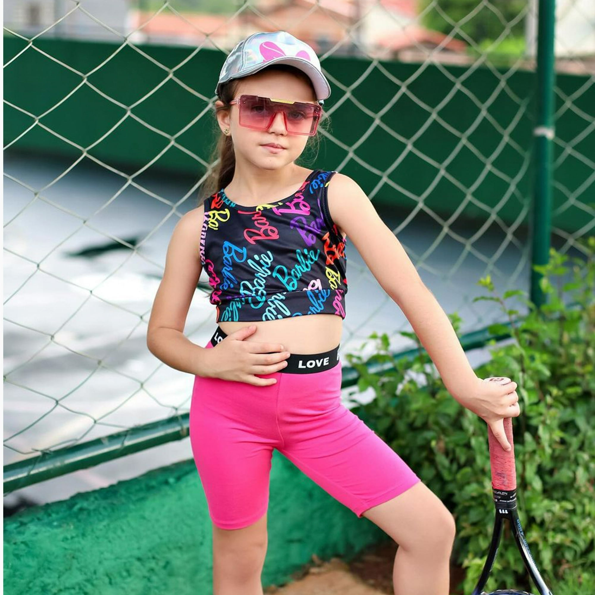 Barbie Kids 2pcs Sporty Outfit Sets for Toddler Girls with Letter ...