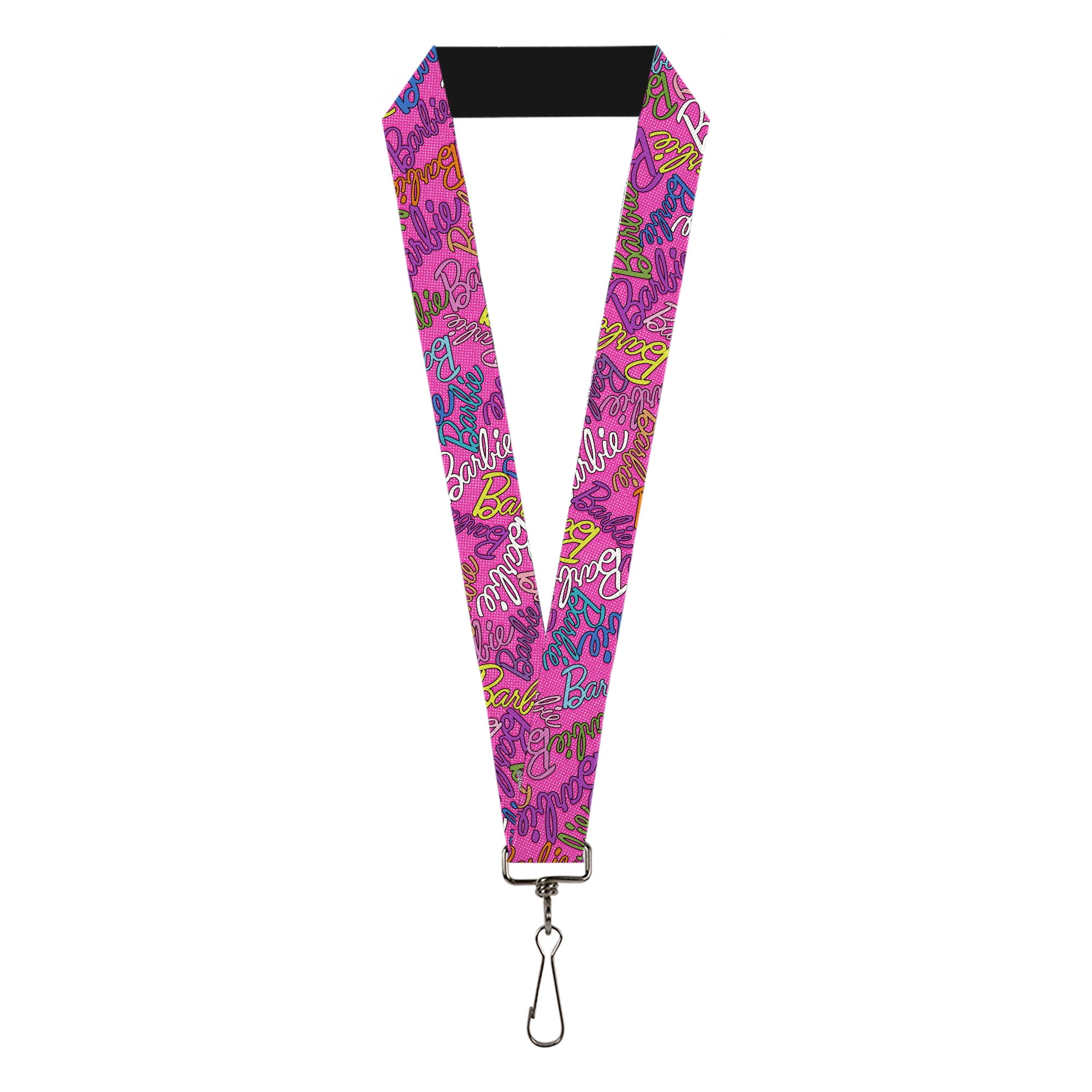 Barbie Lanyard, Barbie Script Signature Scattered Pink Multi Color ...