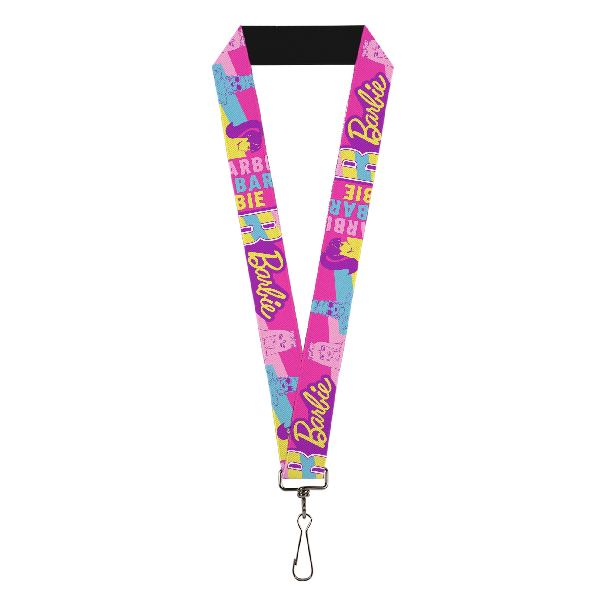 Barbie Lanyard, Barbie Text and Dolls Collage Pinks Multi Color ...