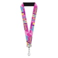Barbie Lanyard, Barbie Text and Dolls Collage Pinks Multi Color ...
