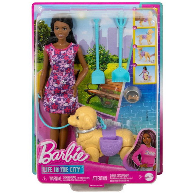 Barbie Life in the City Brooklyn Doll with Walk & Potty Dog Toy ...