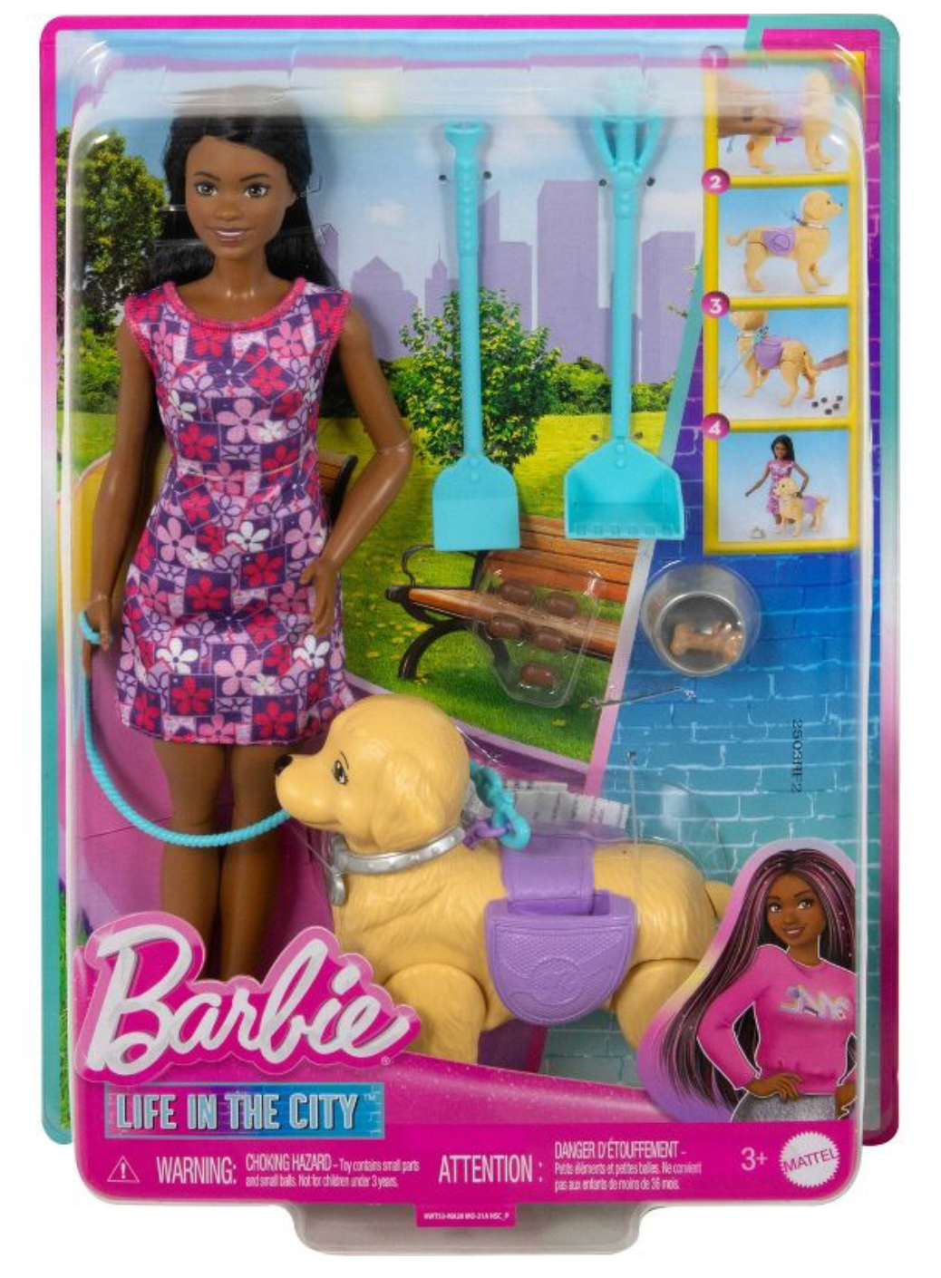 Barbie Life in the City Brooklyn Doll with Walk & Potty Dog Toy ...