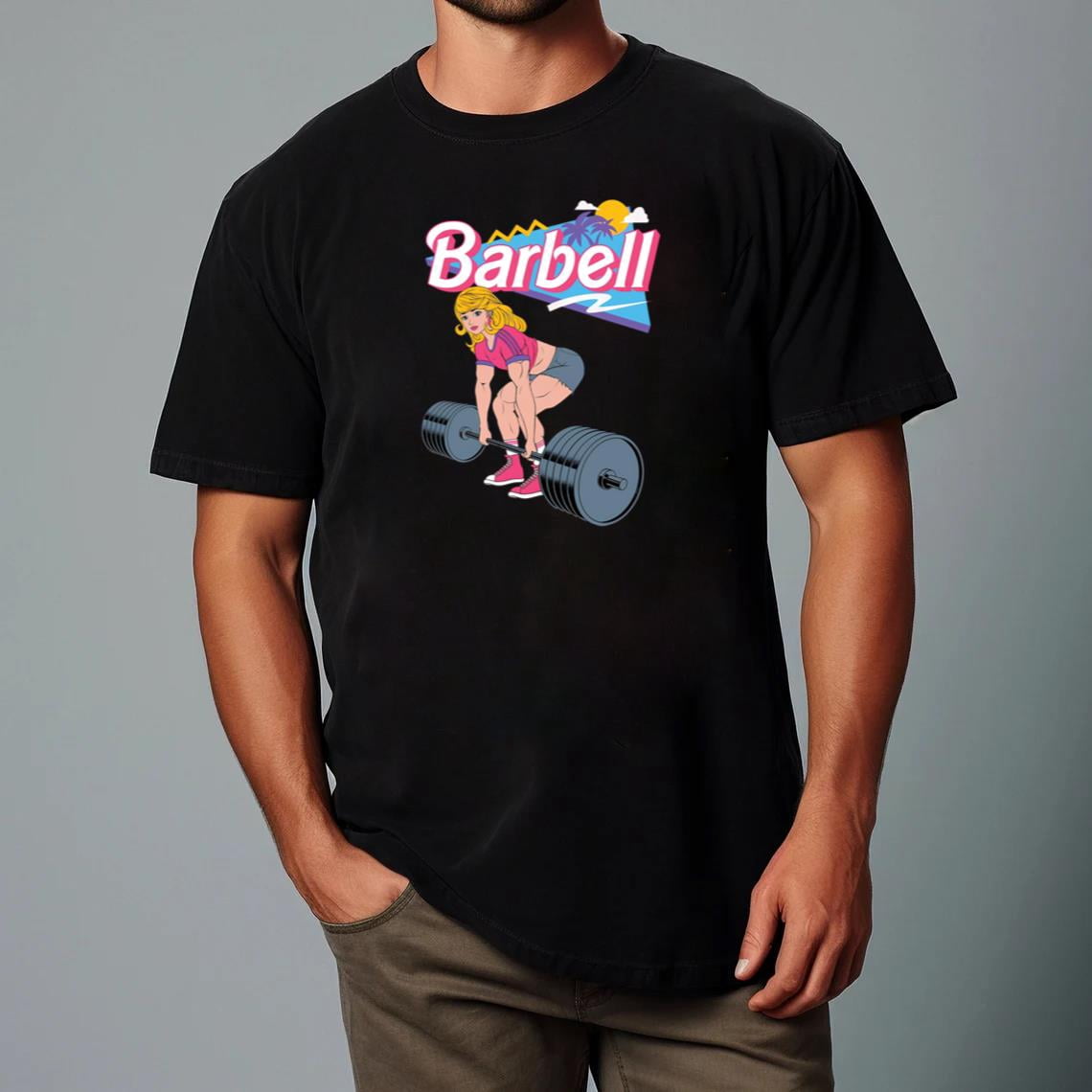 Barbie Lifting Barbell T SHIRT Funny Workout Gym Fitness Doll Pink ...