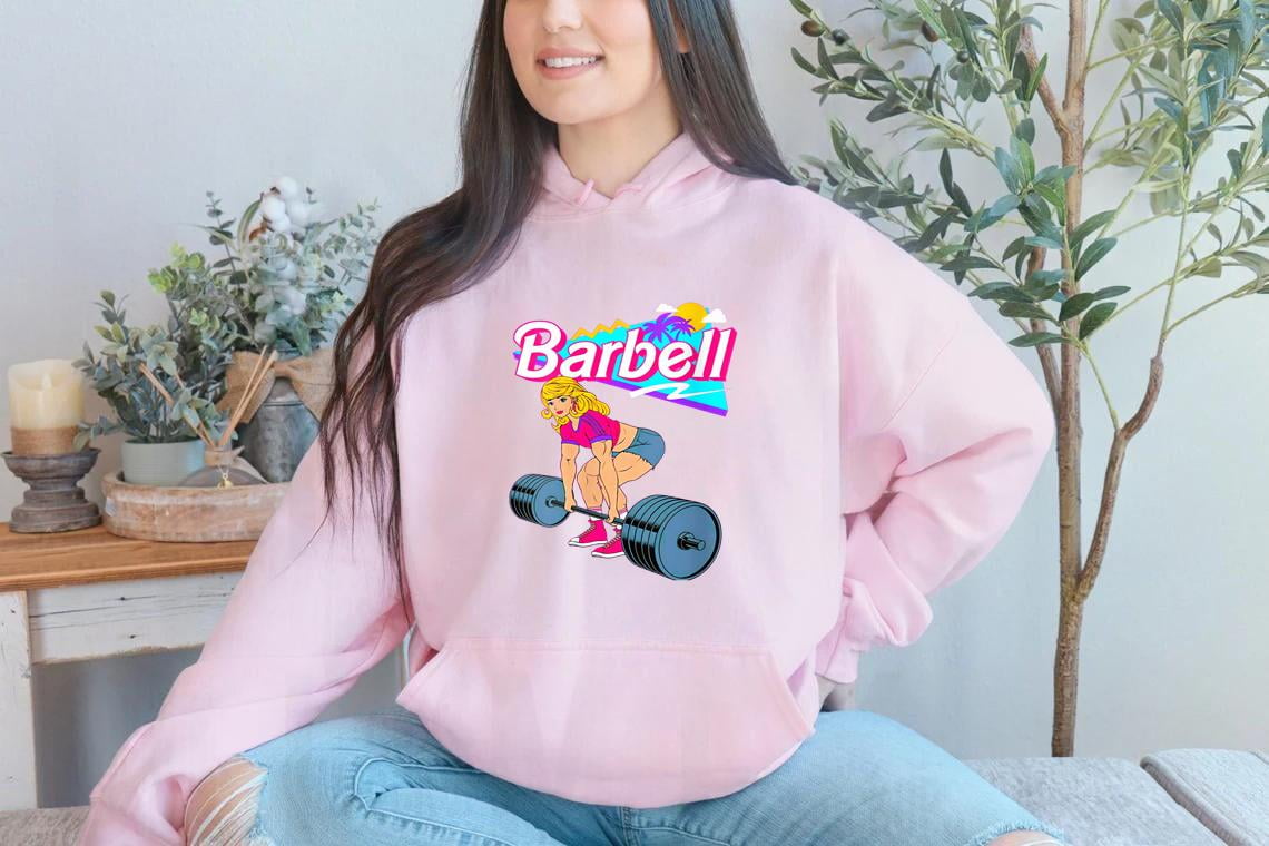 Barbie Lifting Weights Hoodie Funny Gym Workout Doll Meme Style, for ...