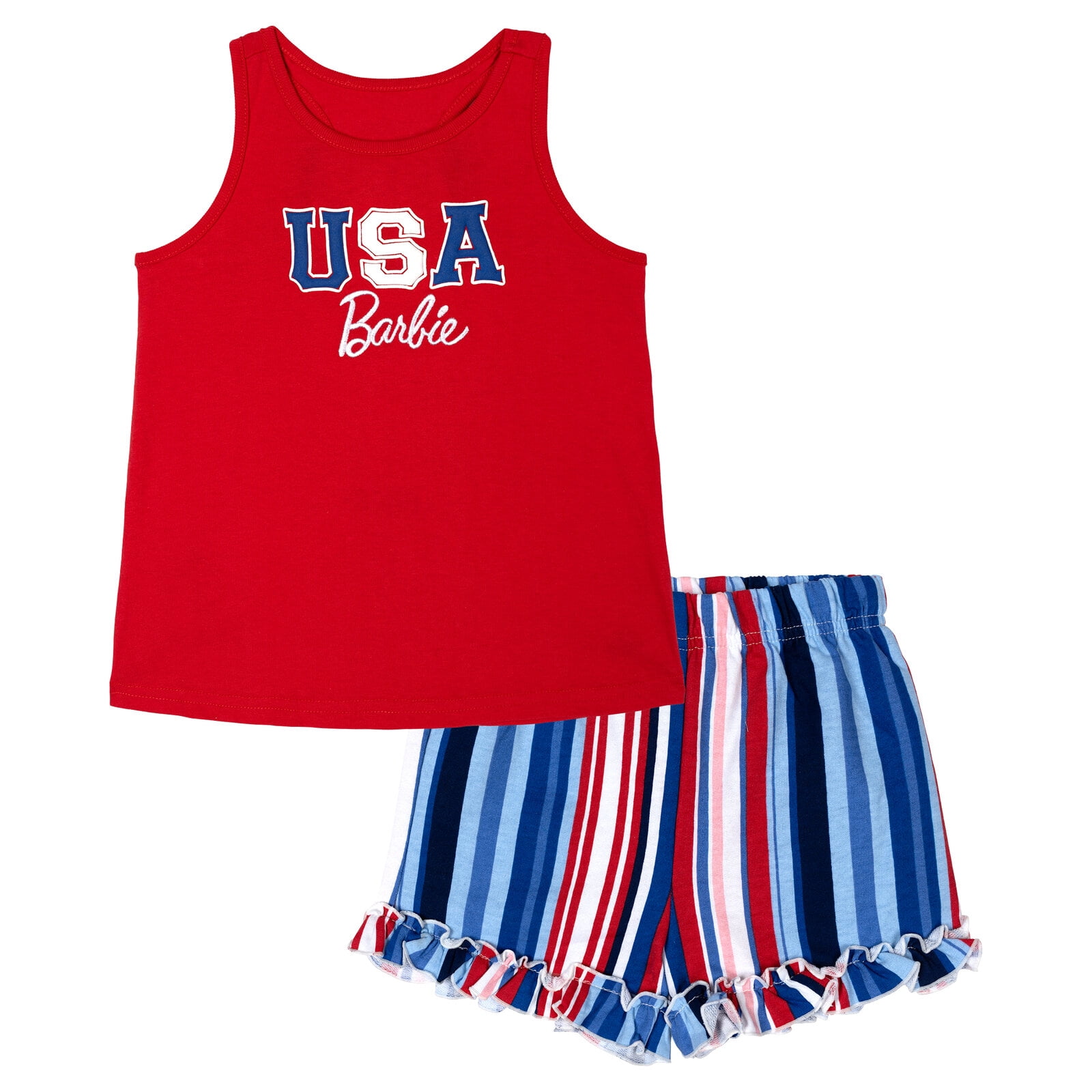 Barbie Little Girls' 2-Piece Sleeveless Tank Top and Shorts Set Red ...