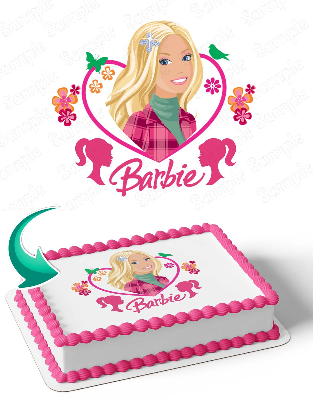 Barbie Logo Deco Cake Wrap Edible Image Cake Topper Personalized ...