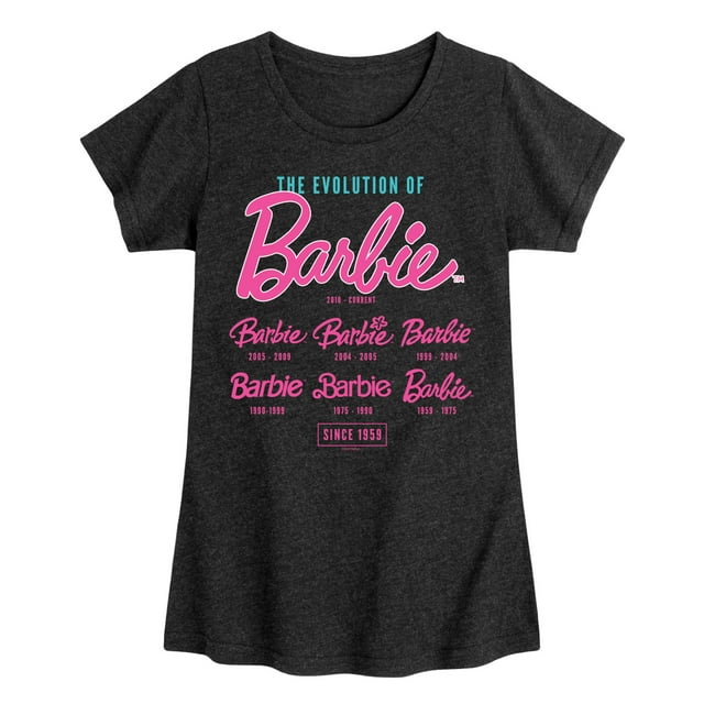 Barbie - Logo Evolution - Girls Fitted Short Sleeve Graphic T-Shirt ...