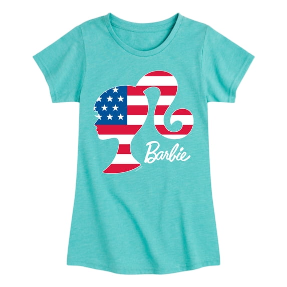 Barbie - Logo Flag Fill - Youth Girls Fitted Short Sleeve T-Shirt ...