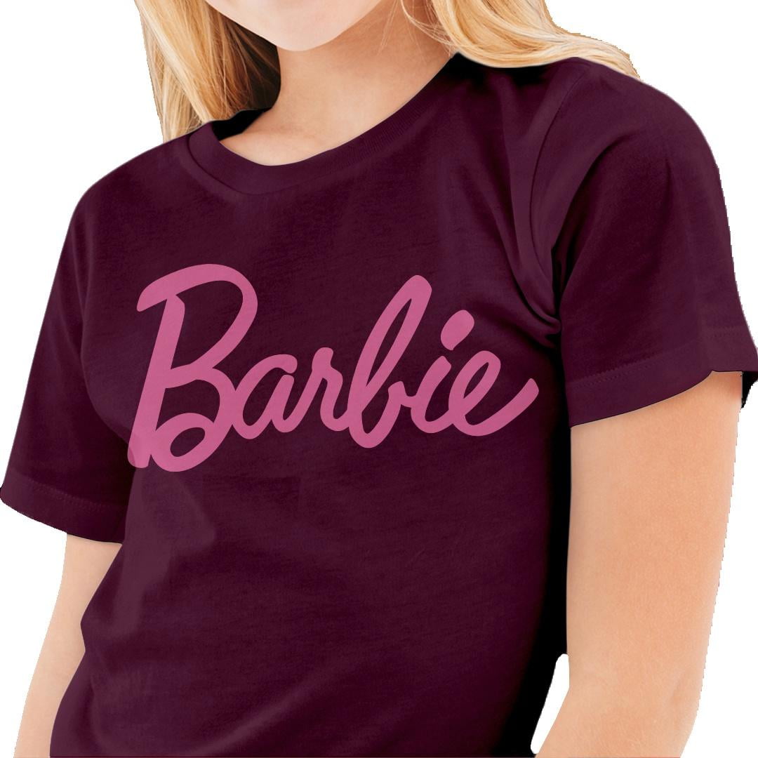 Barbie Logo Kids Short Sleeve T-Shirt (Maroon, S-XXL) - Walmart.com