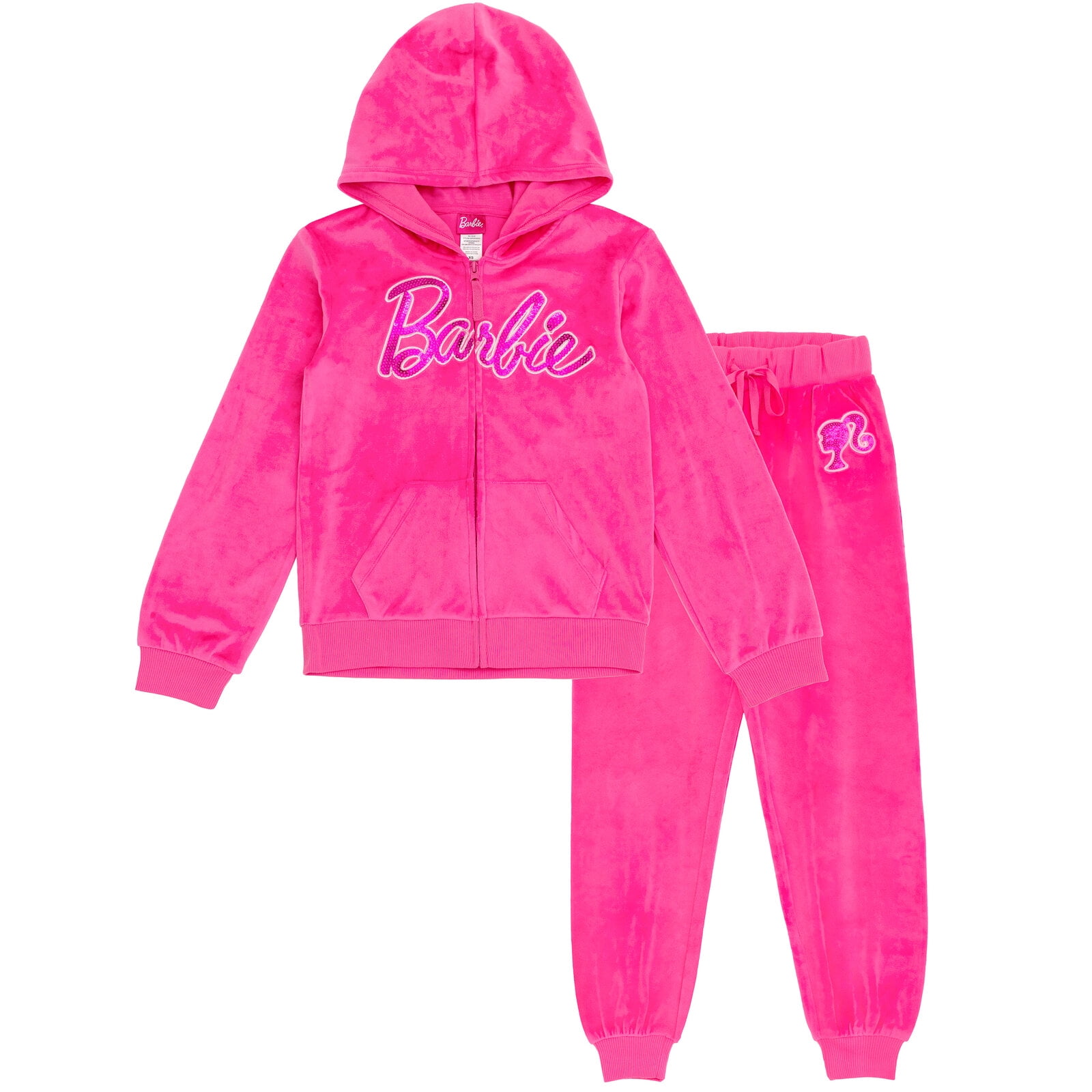 Barbie Logo Velour Matching Family Zip Up Hoodie and Jogger Pants ...
