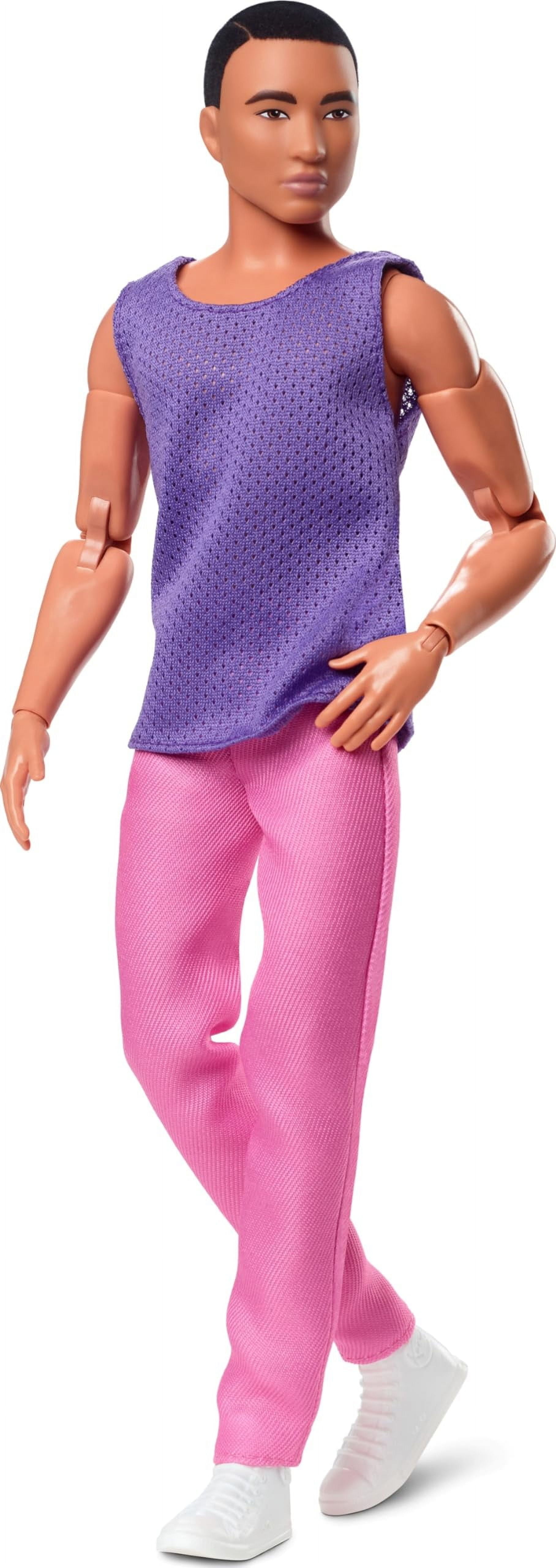 Barbie Looks Ken Fashion Doll with Black Hair Dressed in Purple Mesh ...
