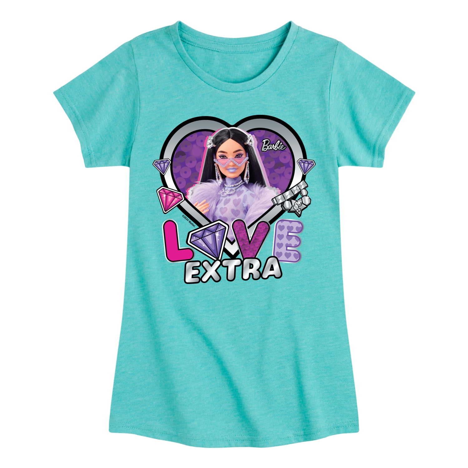 Barbie - Love Extra - Girls Fitted Short Sleeve Graphic T-Shirt ...