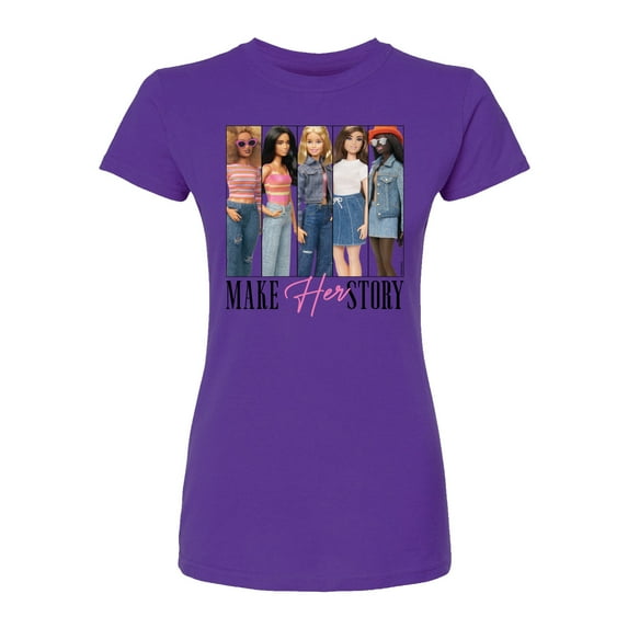 Barbie - Make Herstory Barbie - Juniors Fitted Graphic T-Shirt ...