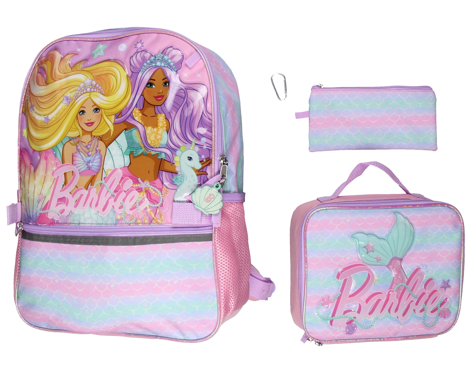 Barbie Mermaids 5-Piece 16" Girls Backpack School Lunch Bag Set with ...