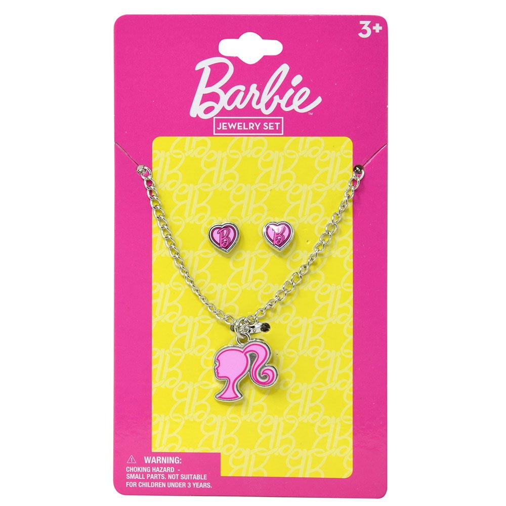 Barbie Metal Necklace & Earring Jewelry Set on Card, GIRLS - Walmart.com