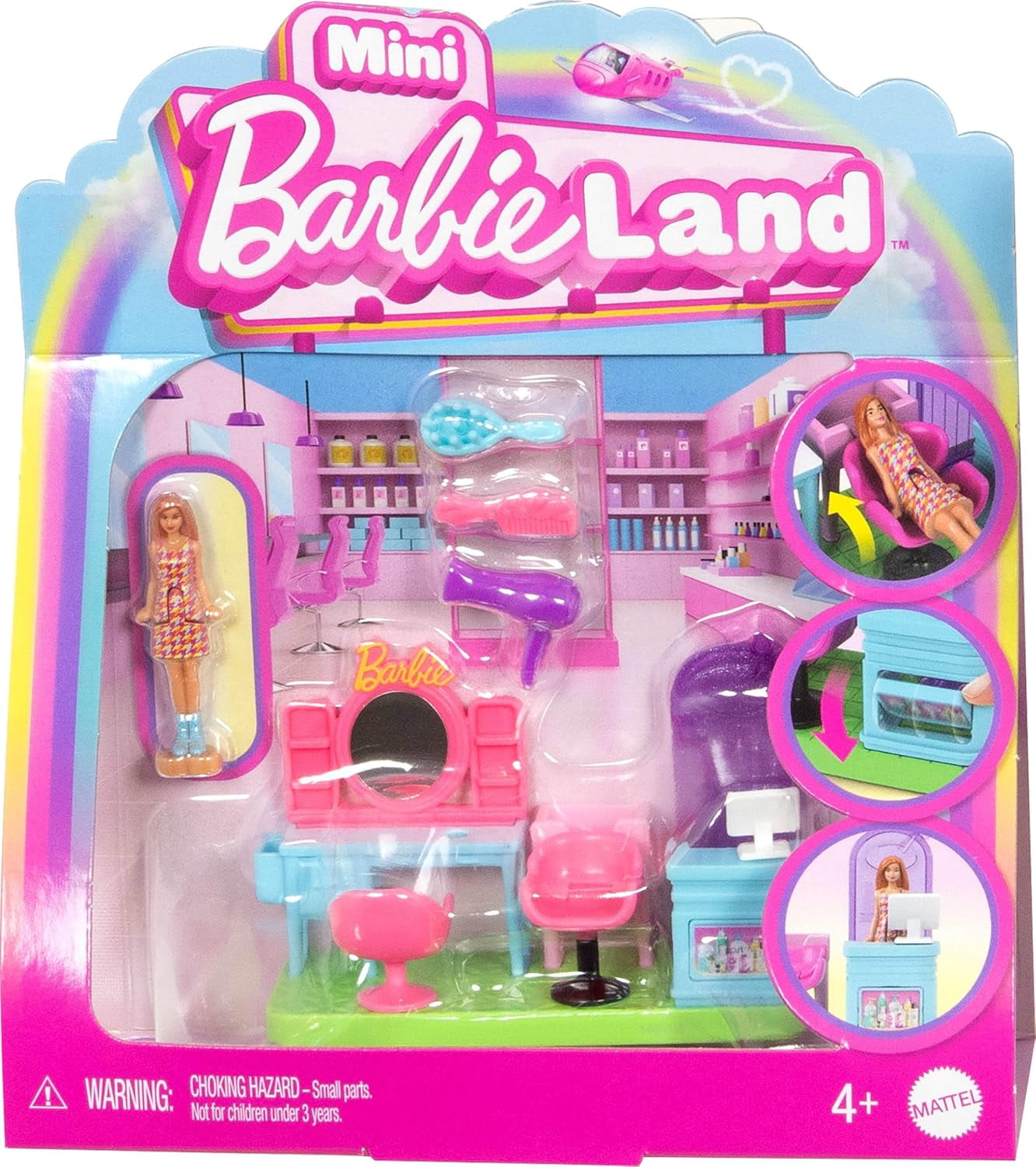 Barbie Mini BarbieLand Collectible Hair Salon Playset with 1.5-Inch ...