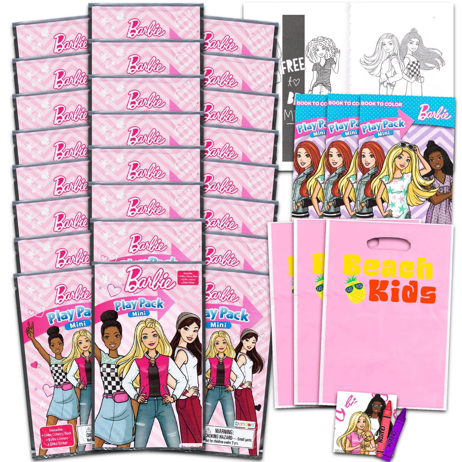 Barbie Mini PartyEGSC Favors Set for Kids - Bundle with 24 Mini Barbie ...