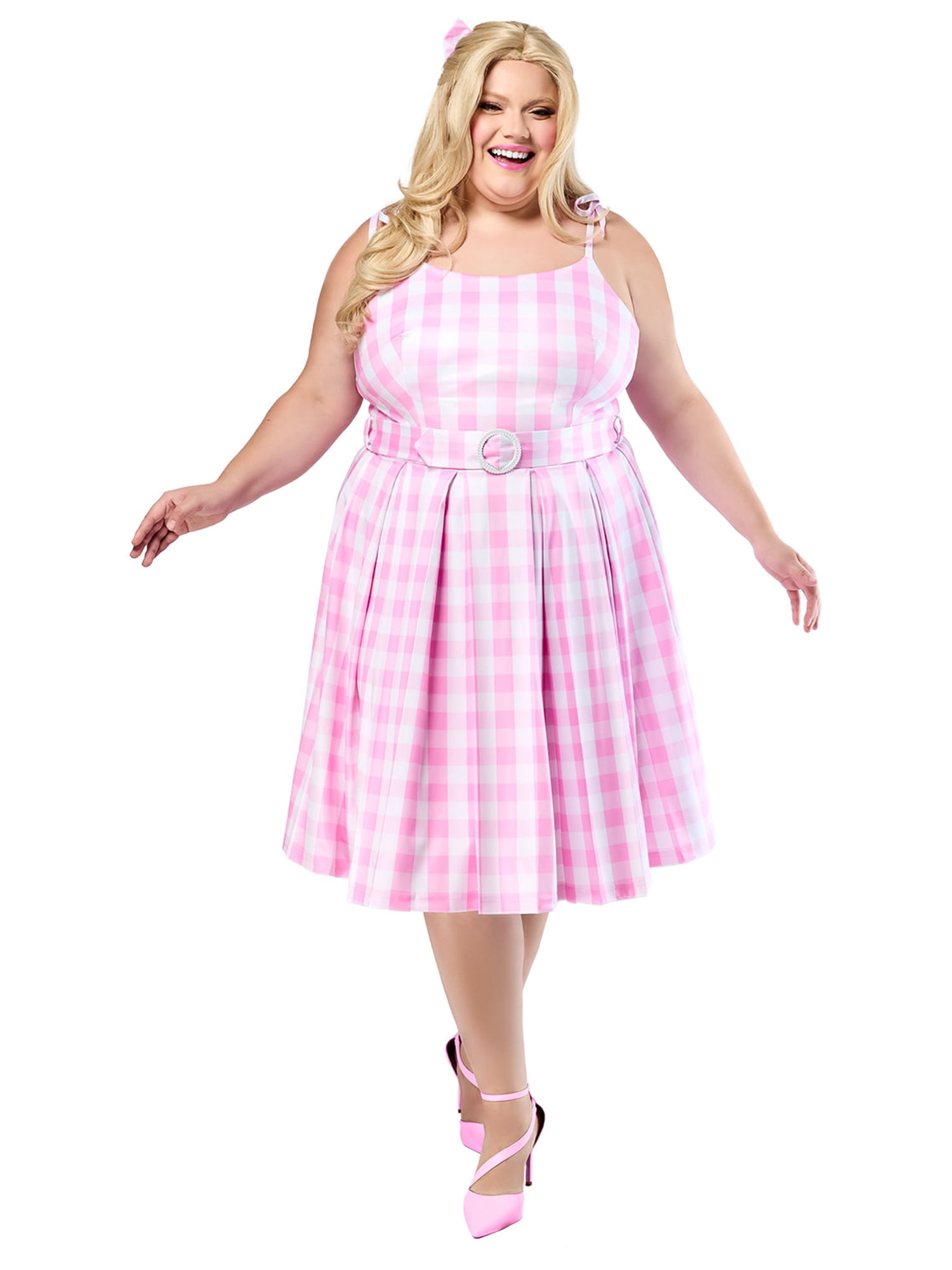Barbie Movie Perfect Day Barbie Pink Gingham Dress Costume for Adults ...