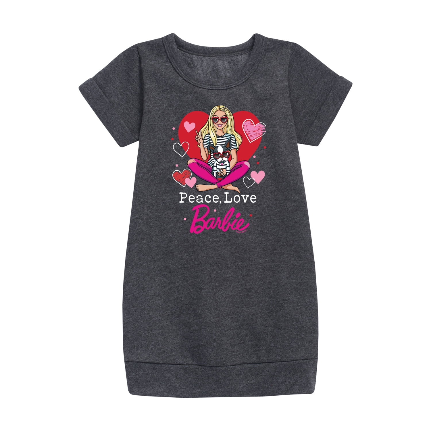 Barbie - Peace Love Barbie - Toddler And Youth Girls Fleece Dress ...