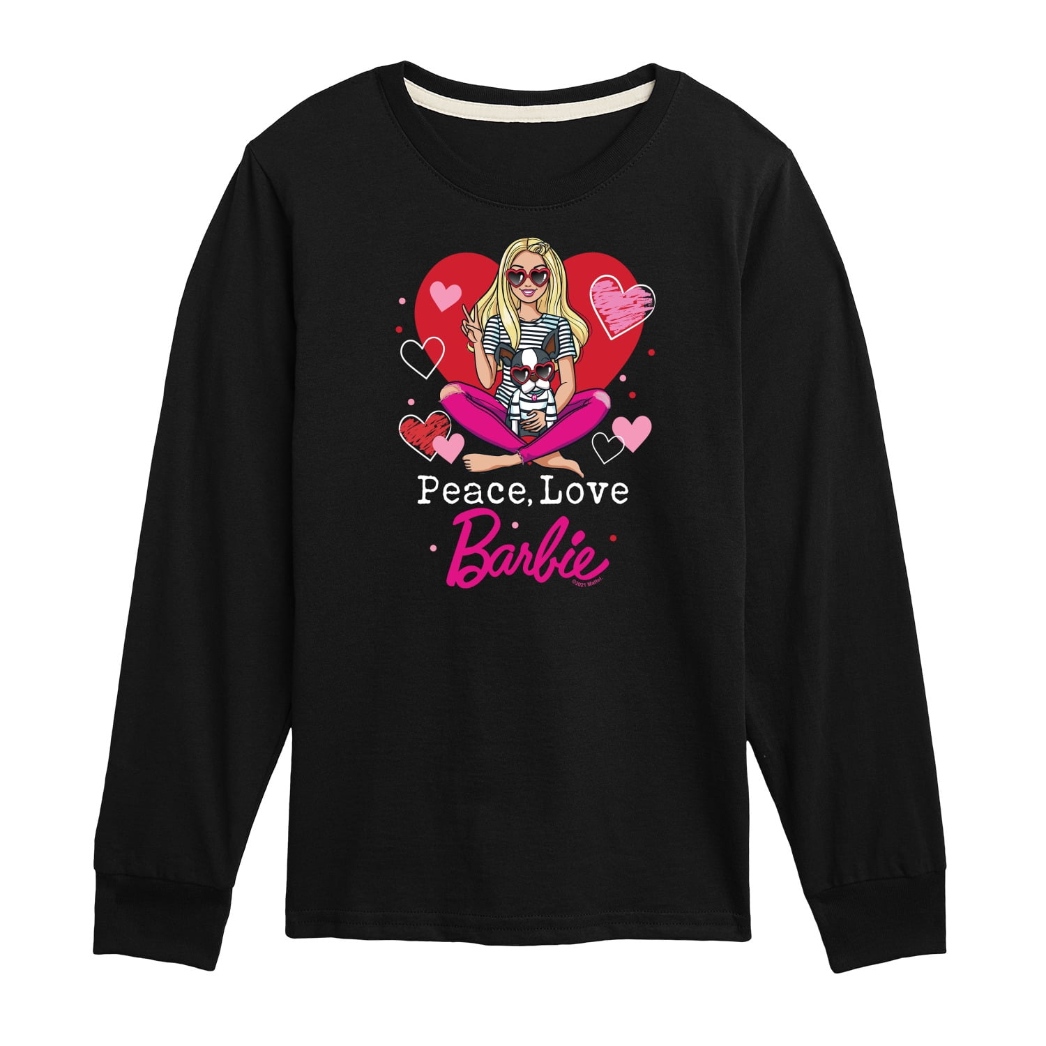 Barbie - Peace Love Barbie - Toddler And Youth Long Sleeve Graphic T ...