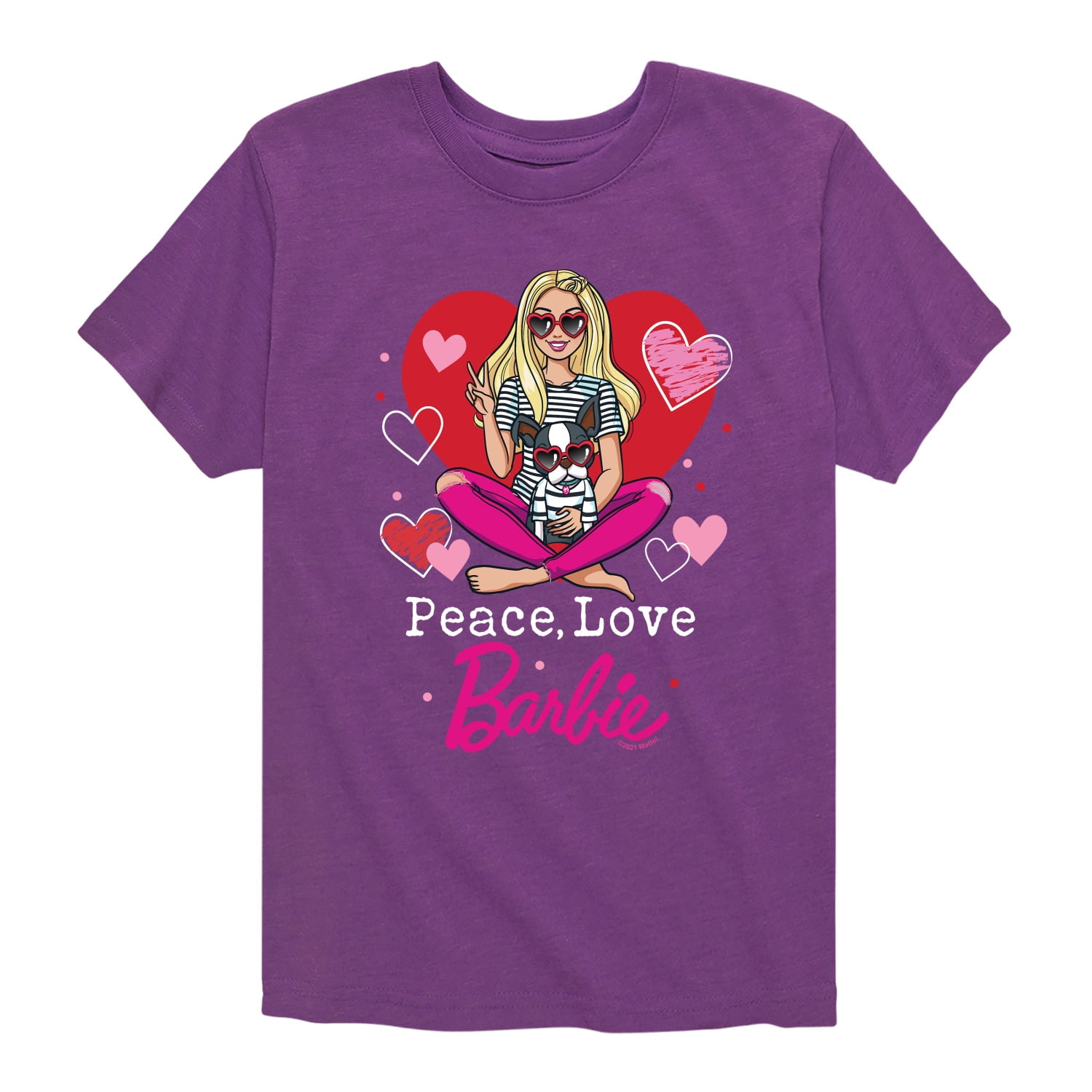 Barbie - Peace Love Barbie - Toddler And Youth Short Sleeve Graphic T ...