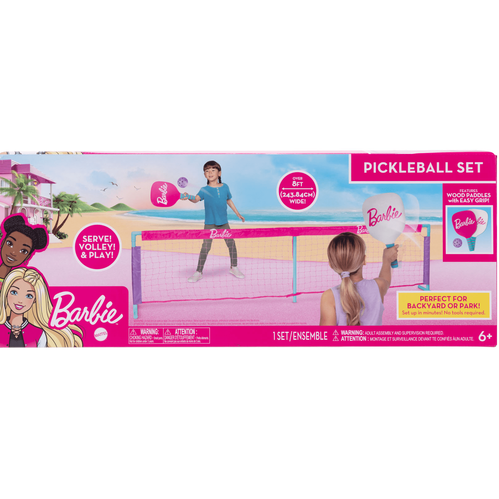 Barbie Pickleball Set with 2 Rackets, Net, and Carry Bag for Child 8 ...