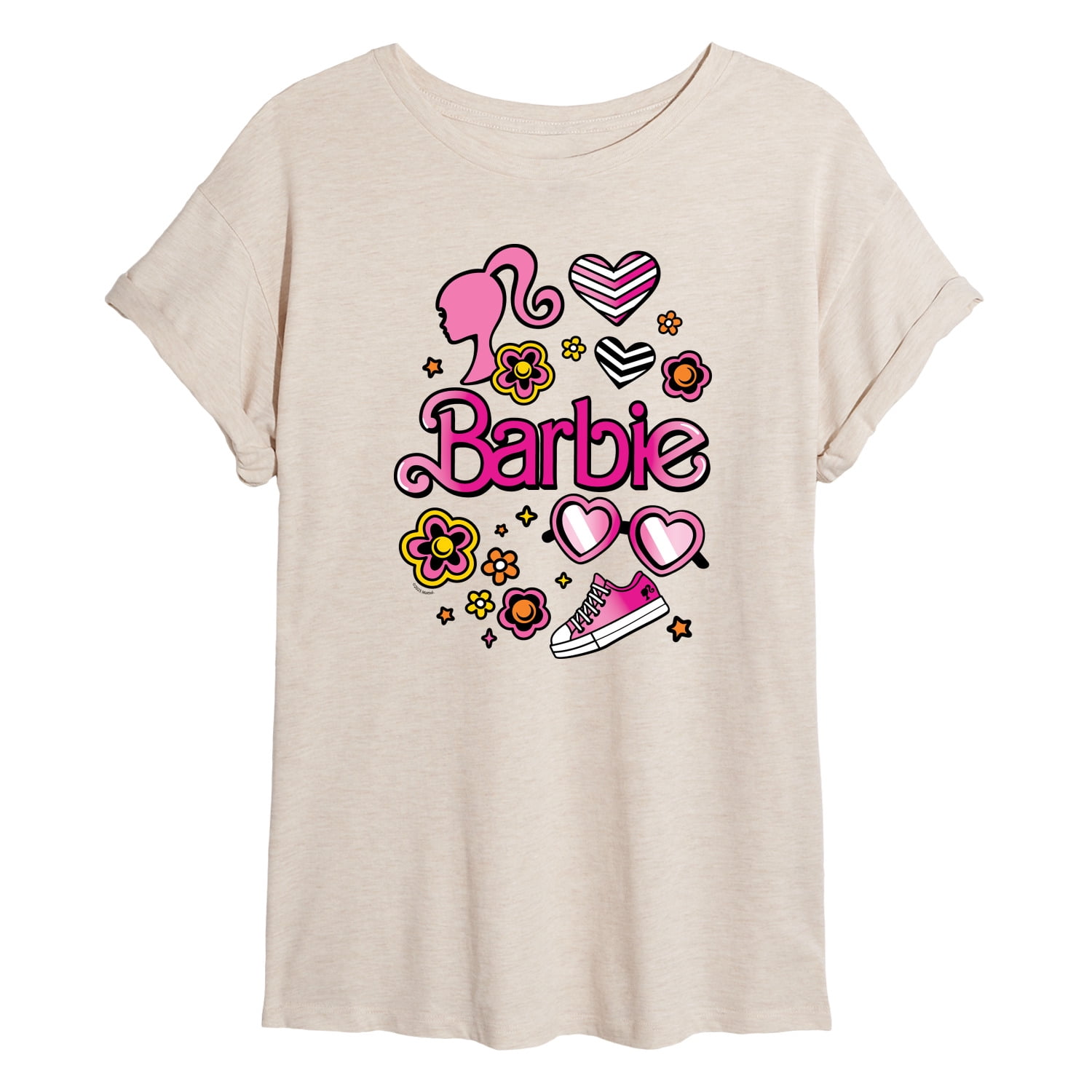 Barbie - Pink Icons - Juniors Oversized Graphic T-Shirt - Walmart.com