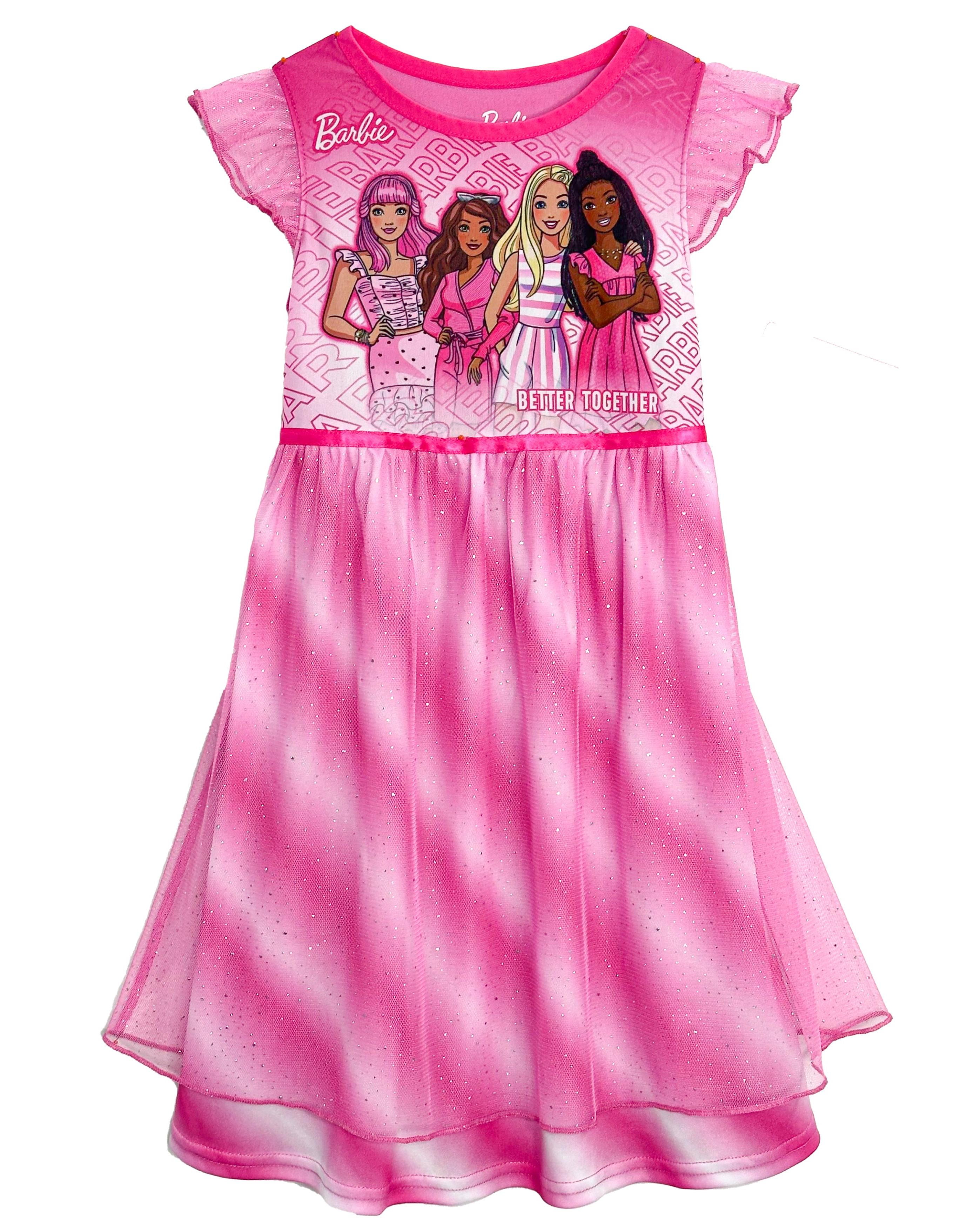 Barbie Pink Sparkle Dress Up Nightgown for Dolls Play, Size: 8 ...