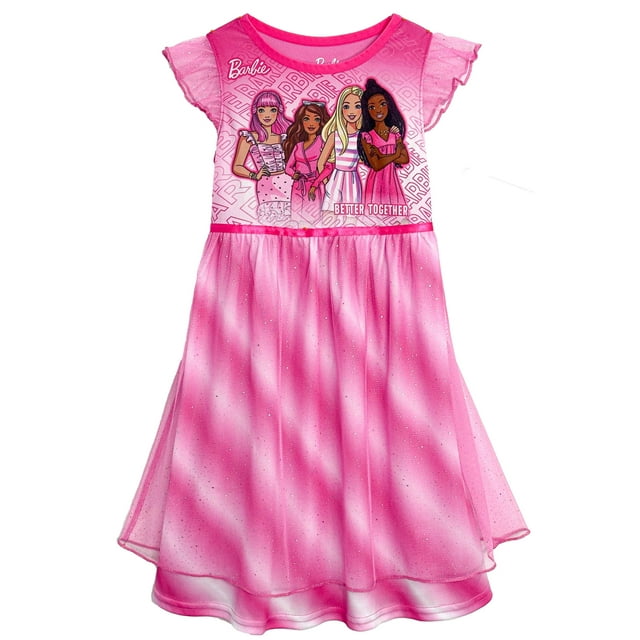 Barbie Kids Pajamas: Pink Sparkle Night Gown, Size 3T - Dress-Up Play ...