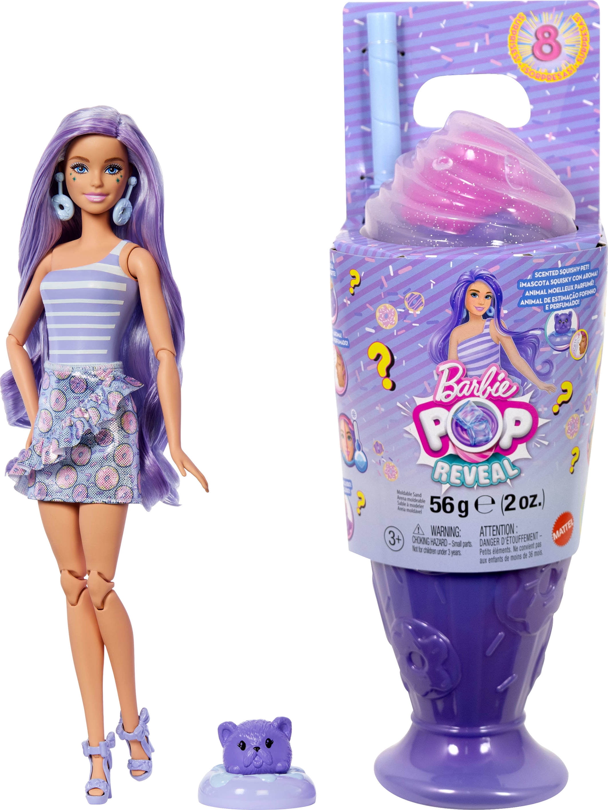 Barbie Pop Reveal Treat Series Doll & Accessories Set, 8 Surprises ...