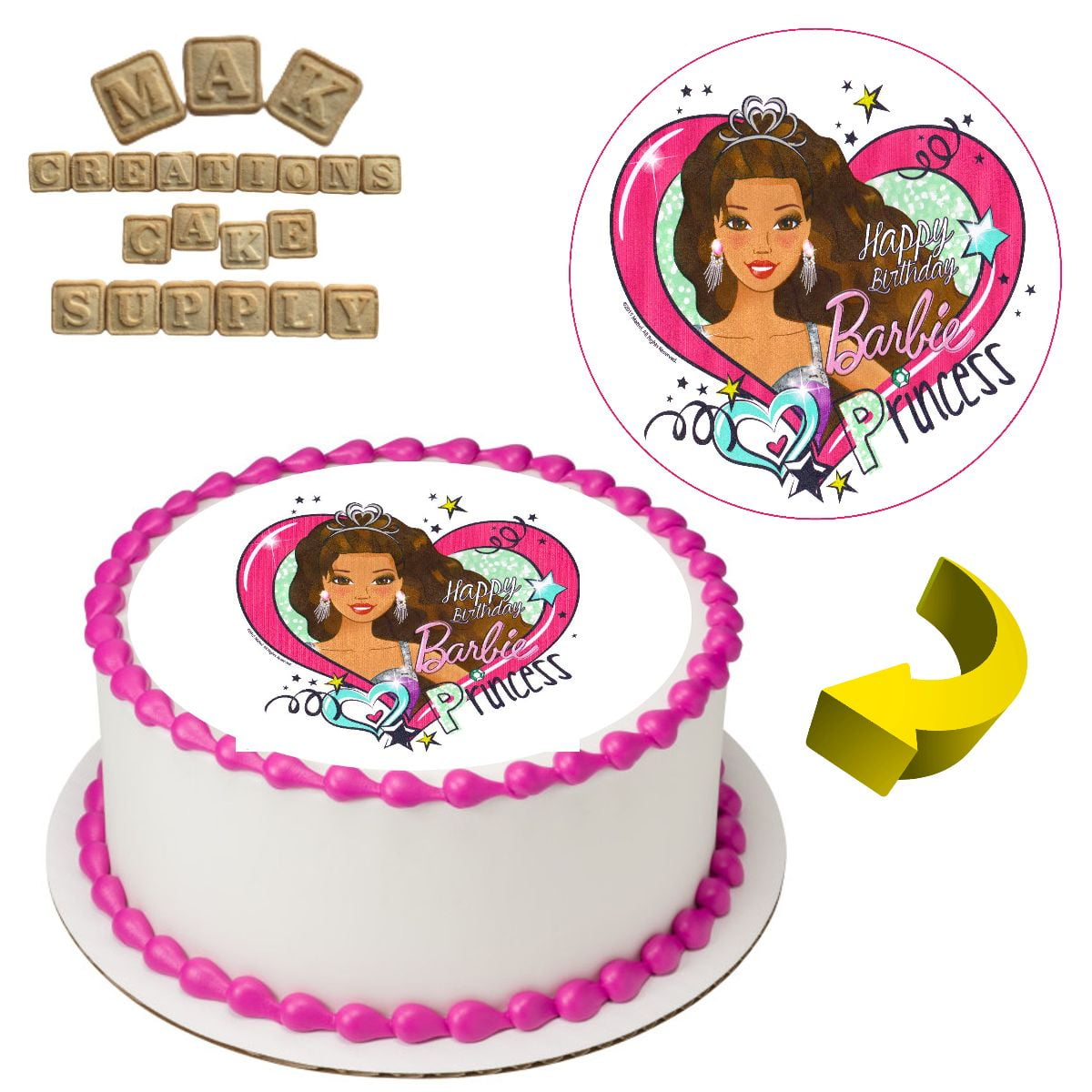 Barbie Princess Ethnic Barbie 8" Round Edible Cake Topper ~ Can be used ...