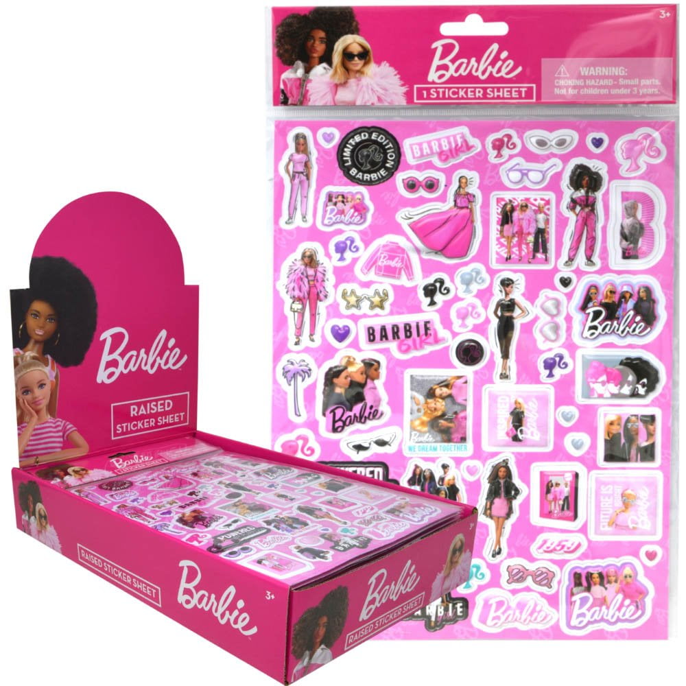 Barbie Raised Sticker Sheet in Poly Bag with a Header Card in Counter ...