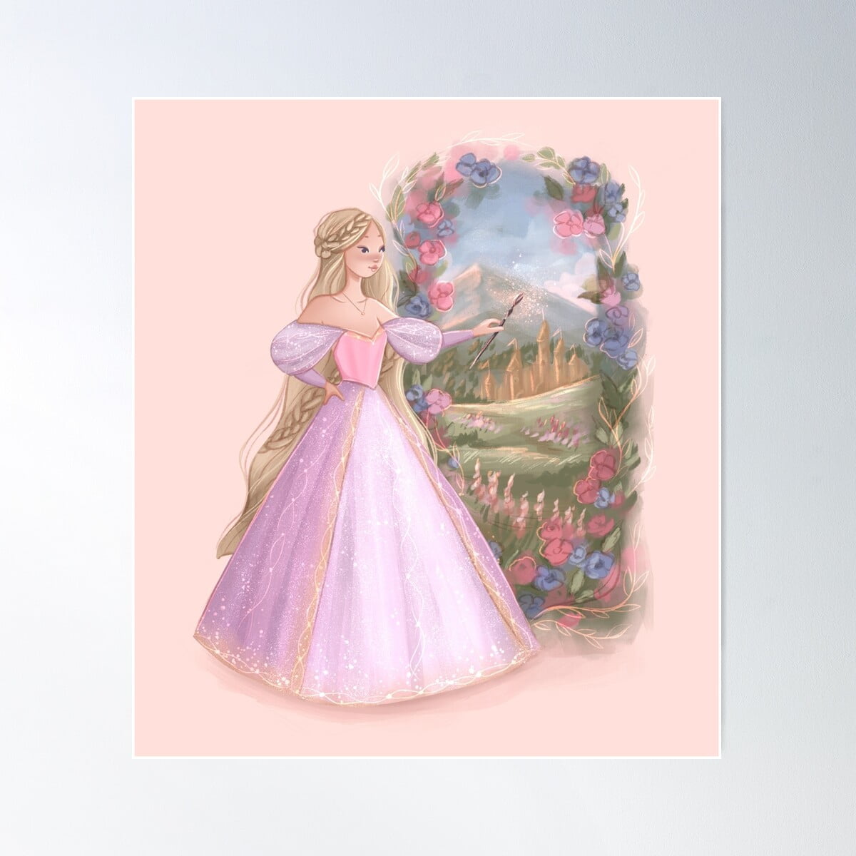 Barbie Rapunzel Magic Paintbrush Illustration Poster Wall Art, Modern ...