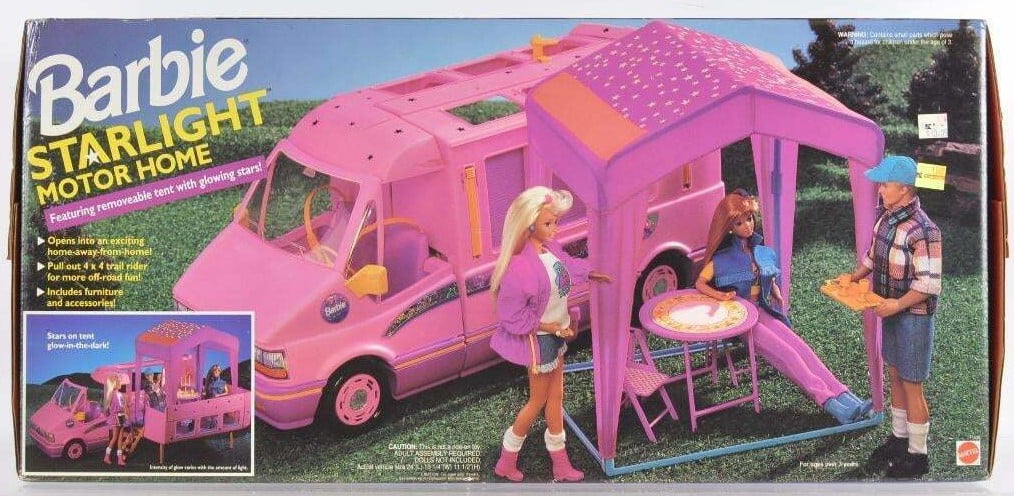 Barbie STARLIGHT MOTOR HOME Pink Vehicle MOTORHOME Van with TENT ...