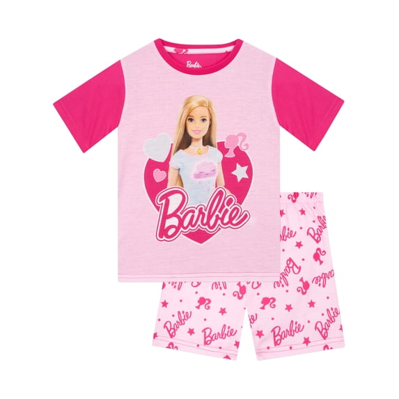 Barbie Short Pyjama Set Girls Pink Sizes 4-12 - Walmart.com