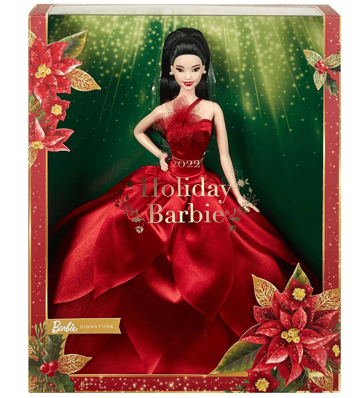 Barbie, Holiday Barbie Doll, HCC05, 2022 with poinsettia gown - Walmart.com