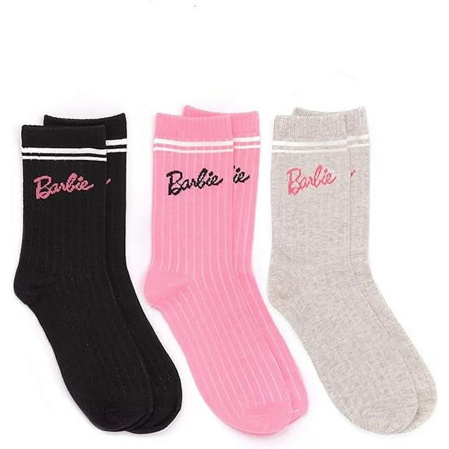 Barbie Socks 3 Pack Womens Ladies Pink Grey Black Doll Clothes 6.5 US-9 ...