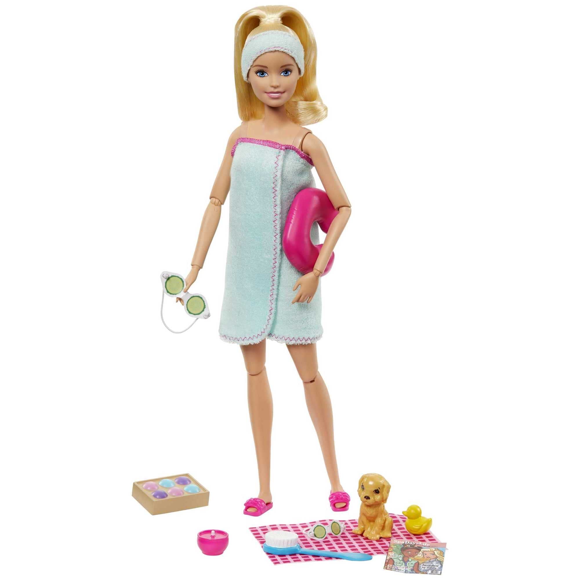 Barbie Spa Doll Set with Puppy & 9 Accessories Including Rubber Duck ...