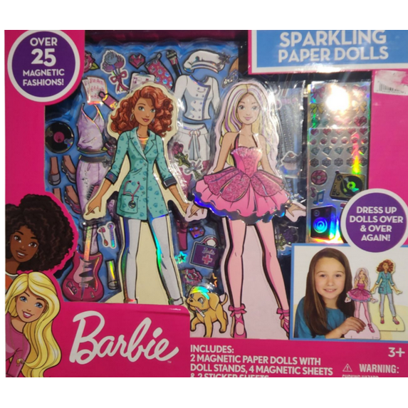 Barbie Sparkling Magnetic Paper Dolls and Sticker Playset - Walmart.com