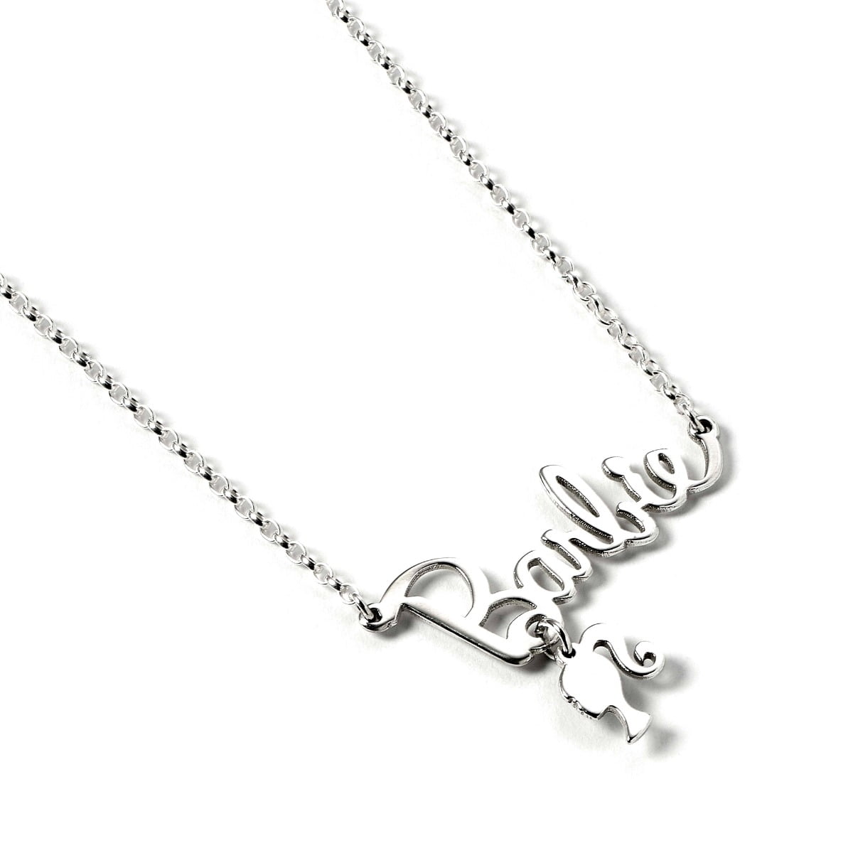 Barbie Sterling Silver Necklace with Name Logo & Silhouette Charm ...