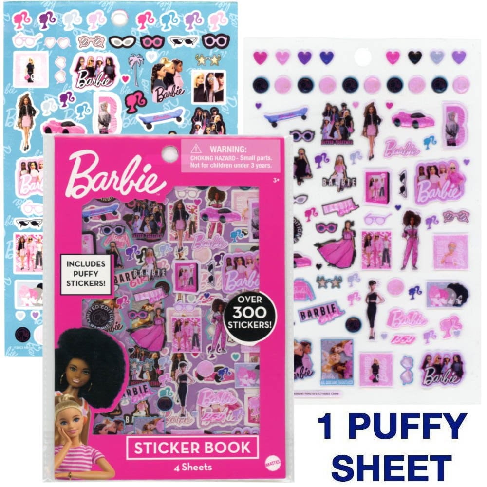 Barbie Sticker Book with Puffy Stickers, 4 Sheet 300 Count - Walmart.com