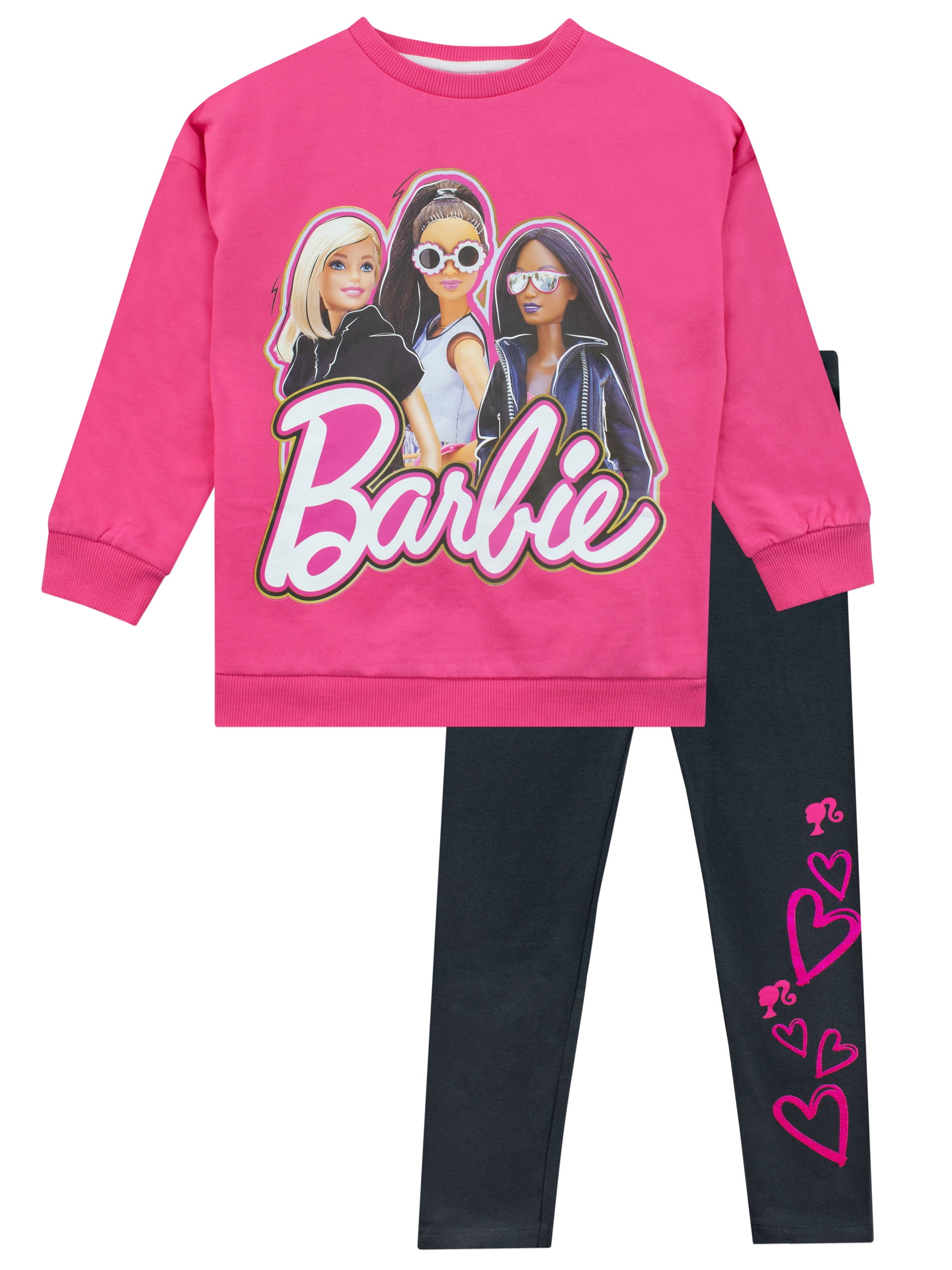 Barbie Sweatshirt and Leggings Outfit Set Pink Sizes 4 to 12 - Walmart.com