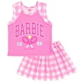 Barbie Big Girls Tank Top and Pleated Skort Outfit Set Checkered Pink ...
