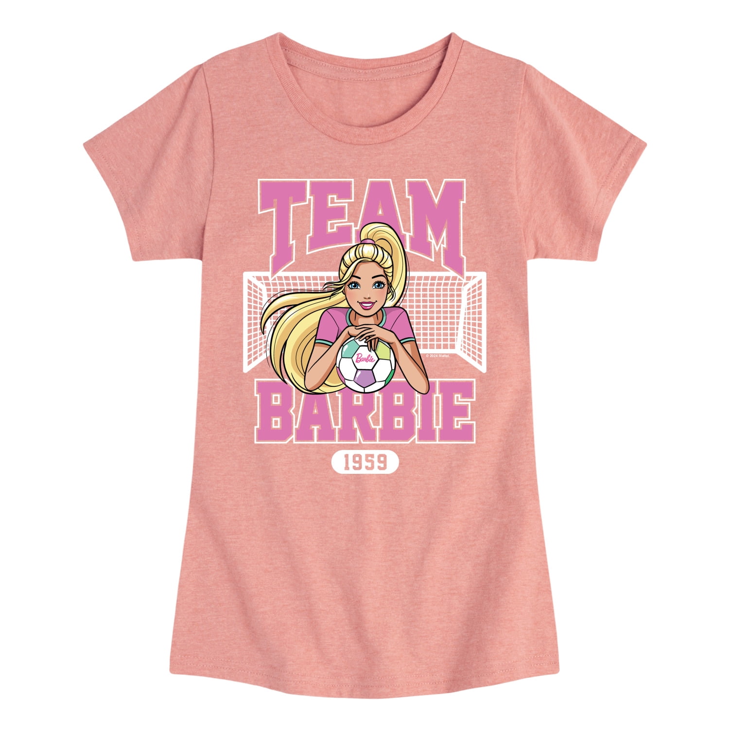 Barbie - Team Barbie Soccer - Girls Fitted Short Sleeve Graphic T-Shirt ...